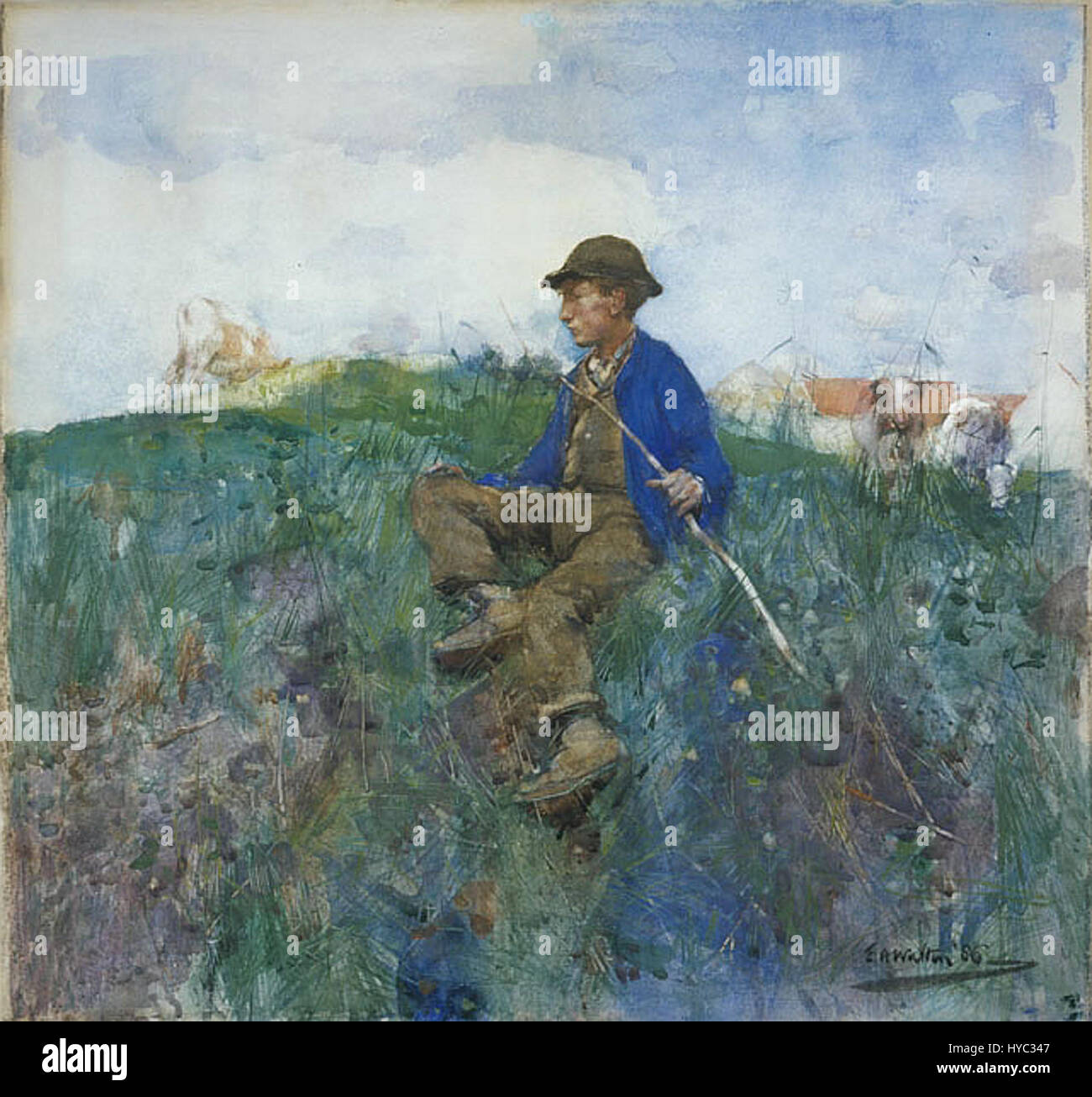 Edward Arthur Walton A Herd Boy 1886 Stock Photo - Alamy
