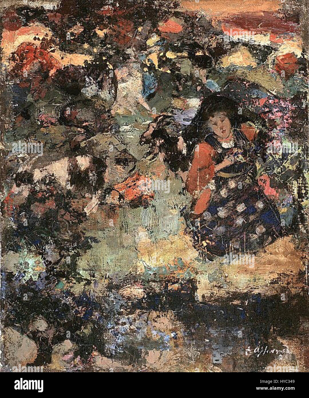 Edward Atkinson Hornel A Girl And Goats 1891 Stock Photo - Alamy