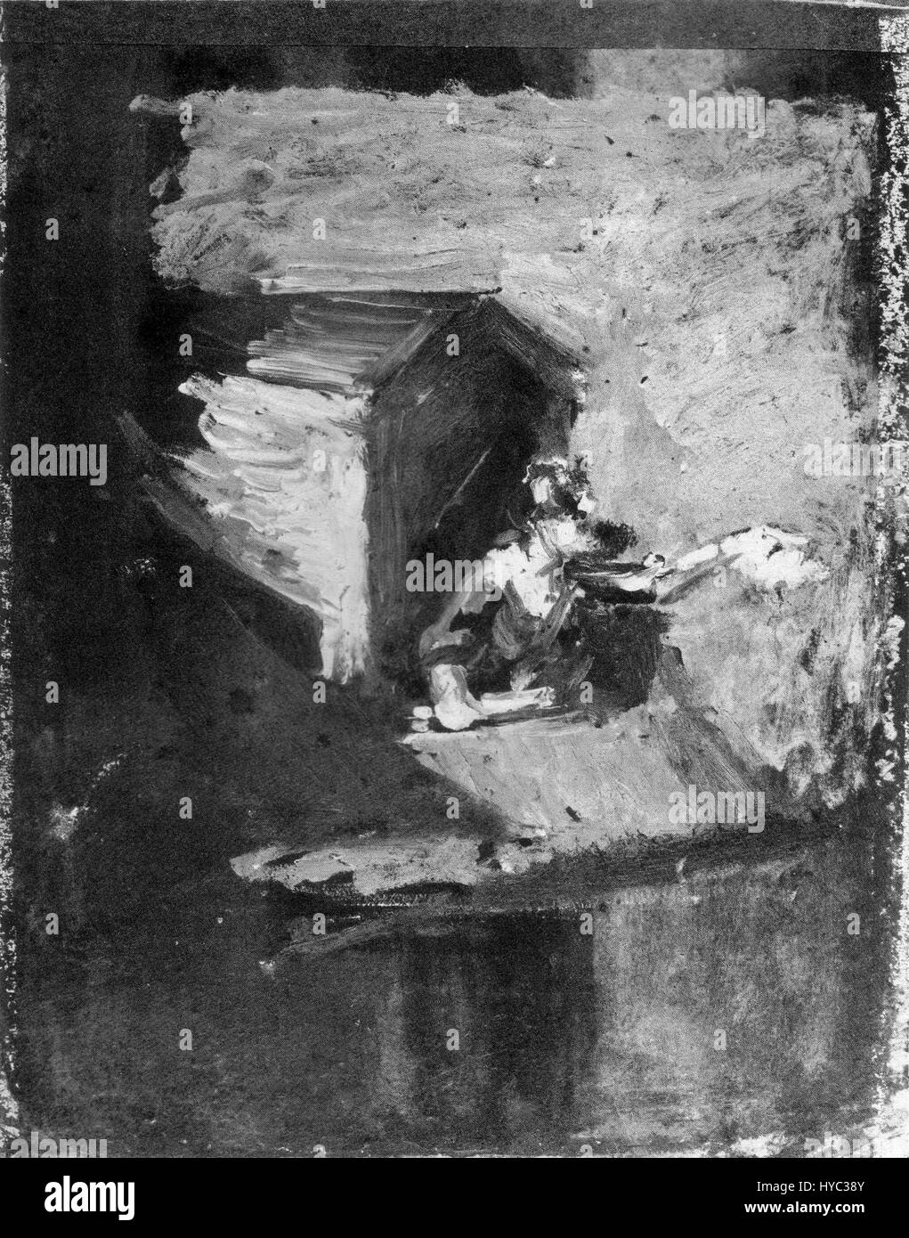 Eakins Woman on balcony waving white handkerchief Stock Photo - Alamy