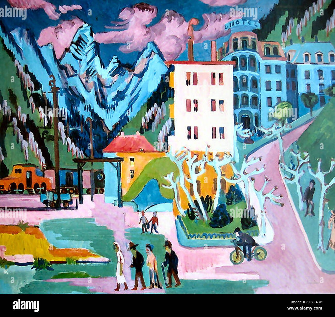 Ernst Ludwig Kirchner's 1925 painting 'Bahnhof Davos' captures the ...