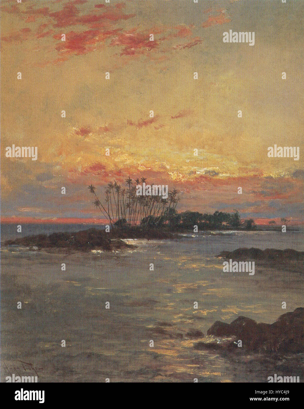 Hugo Anton Fisher 'Sunrise, Hilo Bay', oil on canvas, 1896 Stock Photo ...
