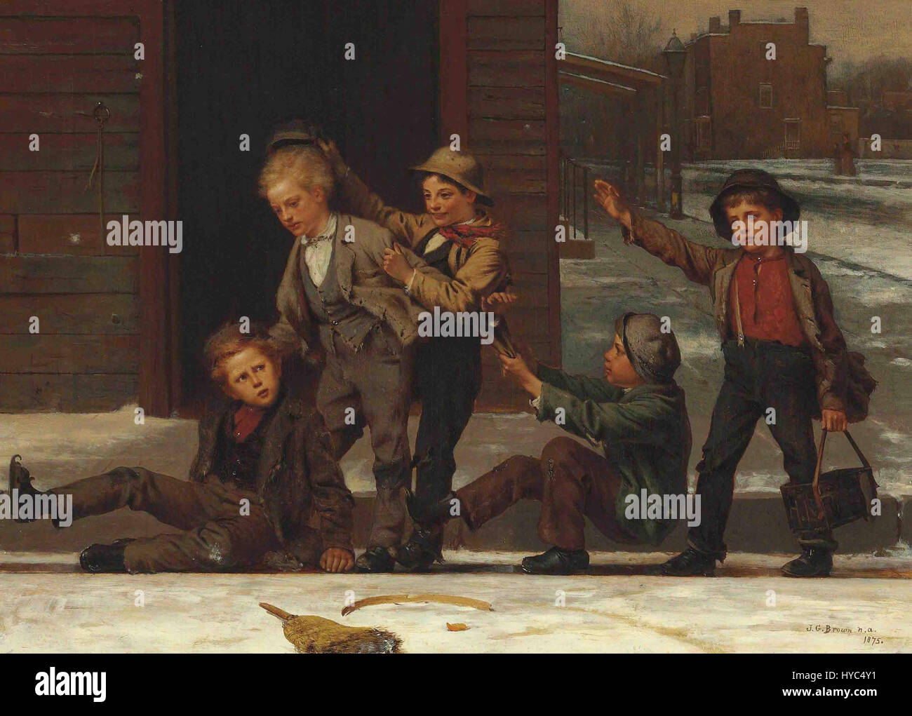 John George Brown’s 1875 painting 'Winter Sports in the Gutter ...