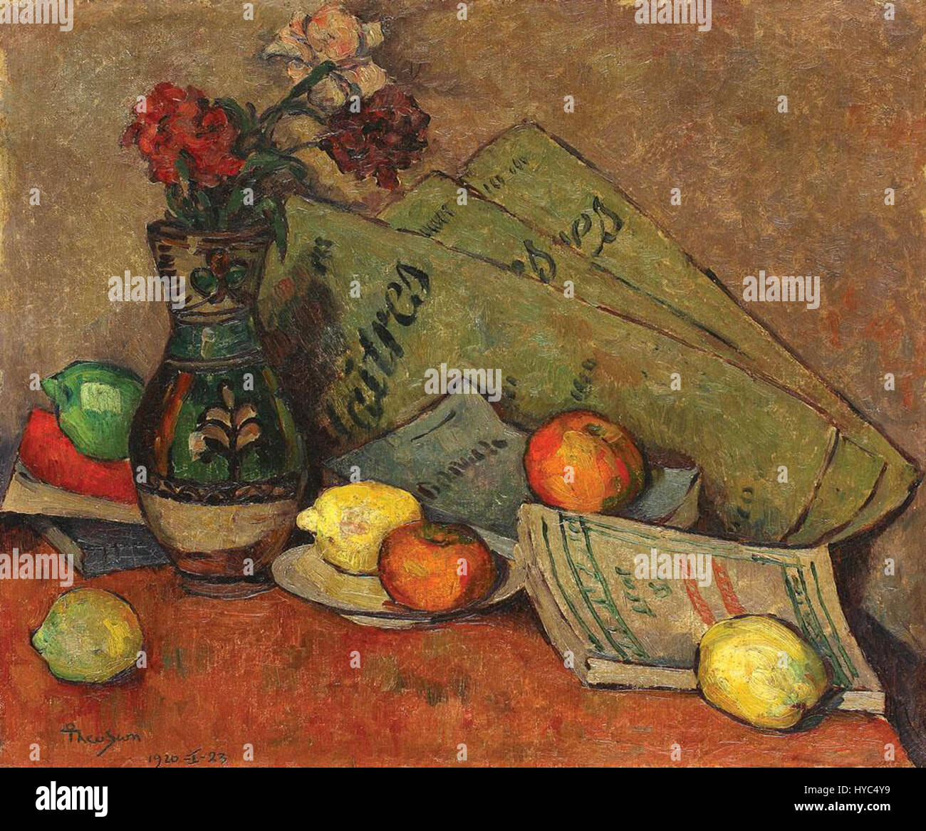 ‘Natura statica cu ulcica si fructe’ by Ion Theodorescu Sion depicts a ...