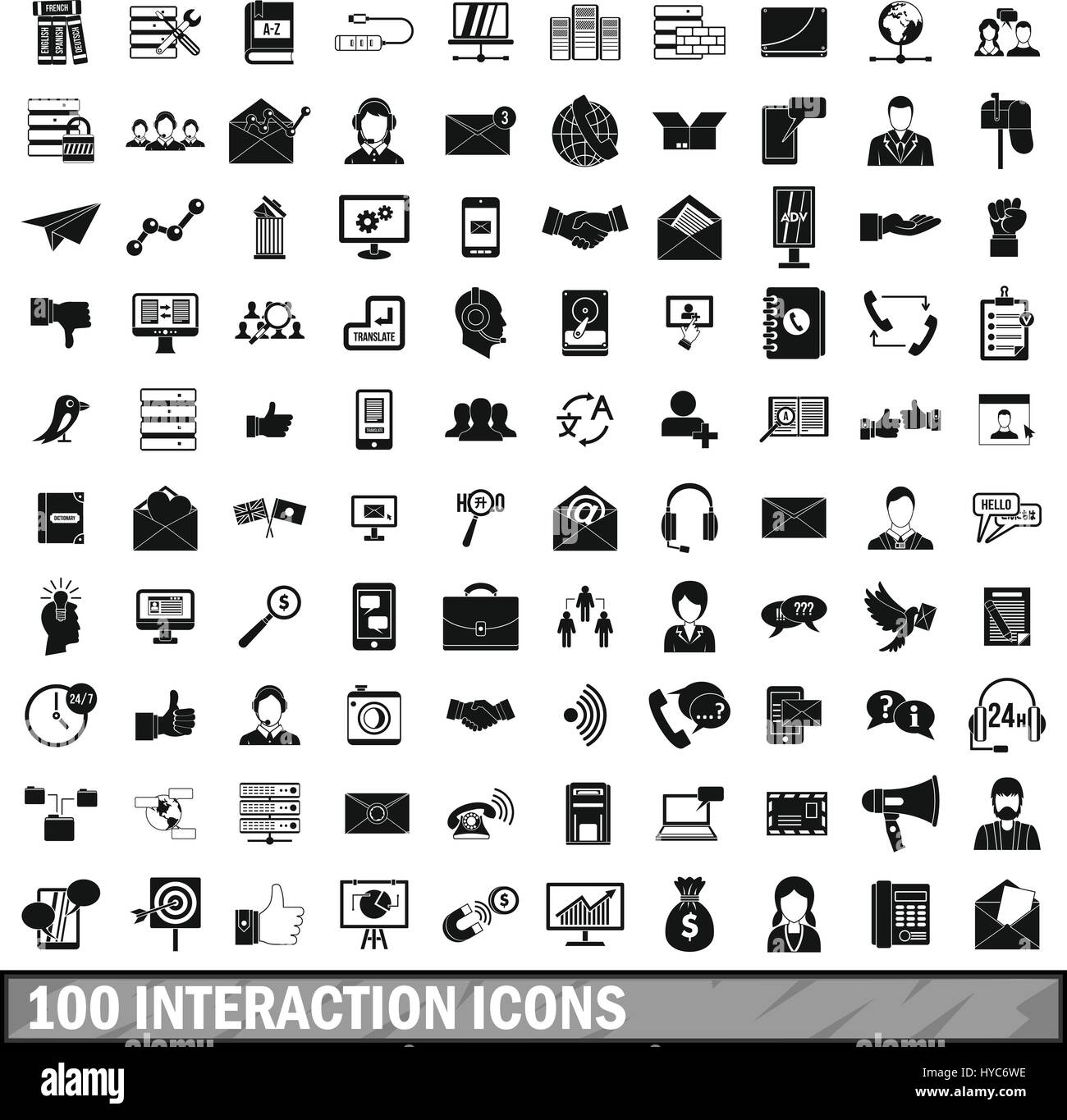 100 interaction icons set, simple style Stock Vector Image & Art - Alamy