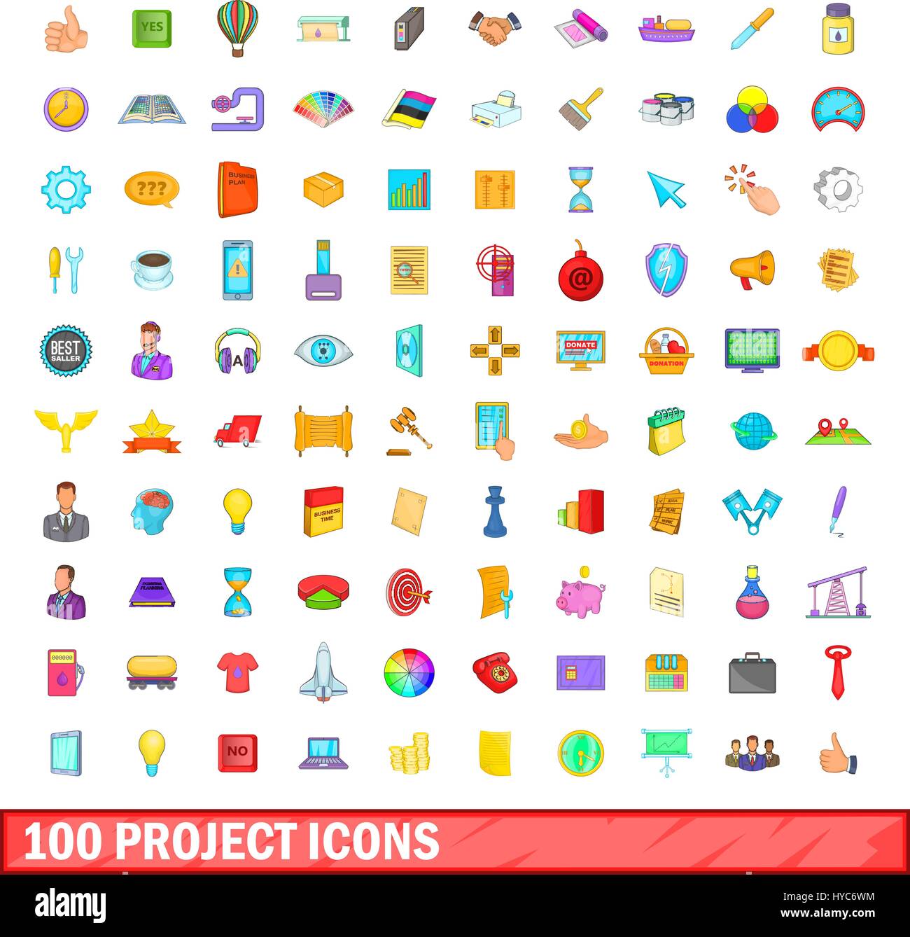 100 project icons set, cartoon style Stock Vector Image & Art - Alamy