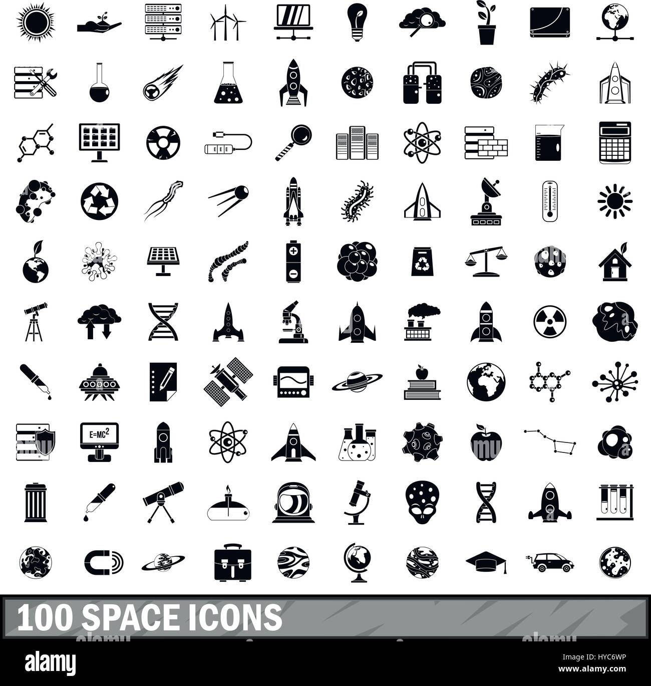 100 space icons set, simple style Stock Vector Image & Art - Alamy