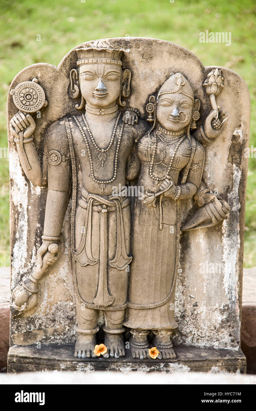 sculpture of lord vishnu and laxmi, kabir math, varanasi, uttar pradesh ...