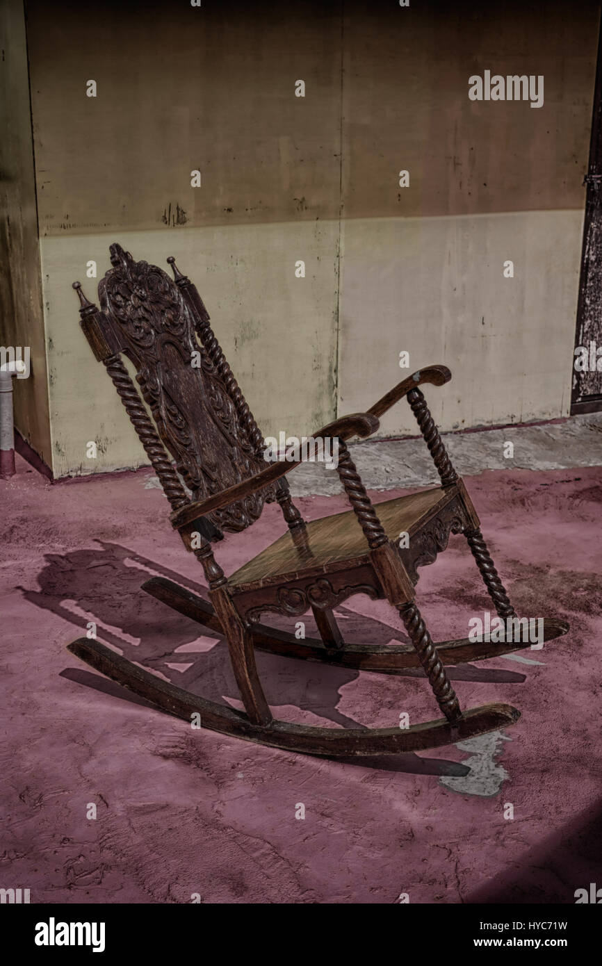 in philippines old dirty terrace whith rocking chair empty Stock Photo ...