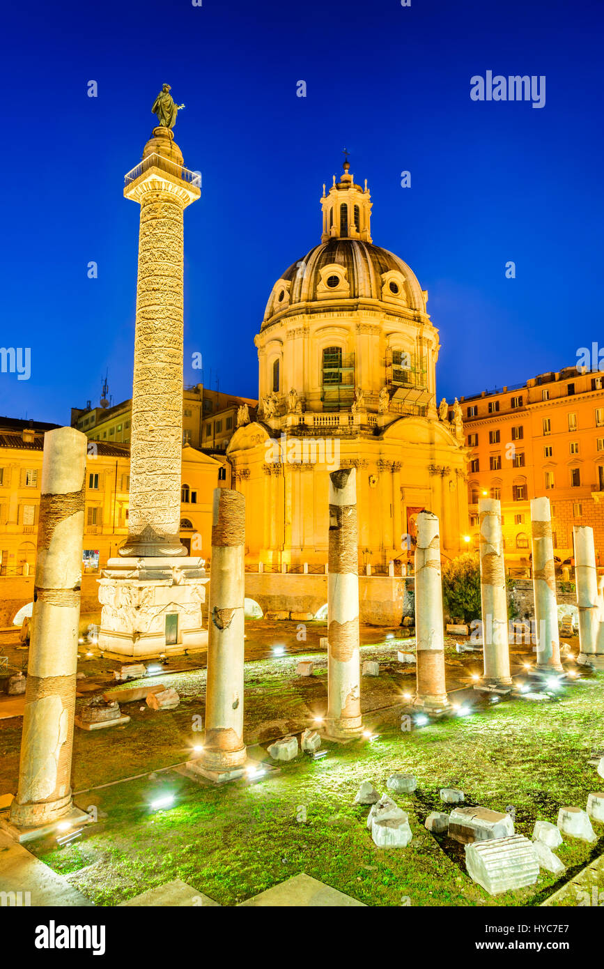 Rome, Italy. The church Most Holy Name of Mary and the Roman Triumphal ...