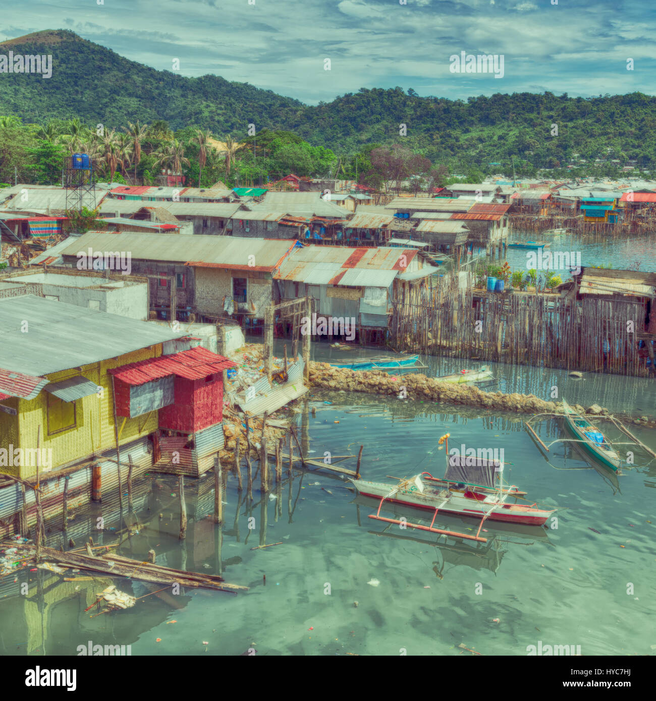blur philippines house in the slum for poor people concept of poverty ...