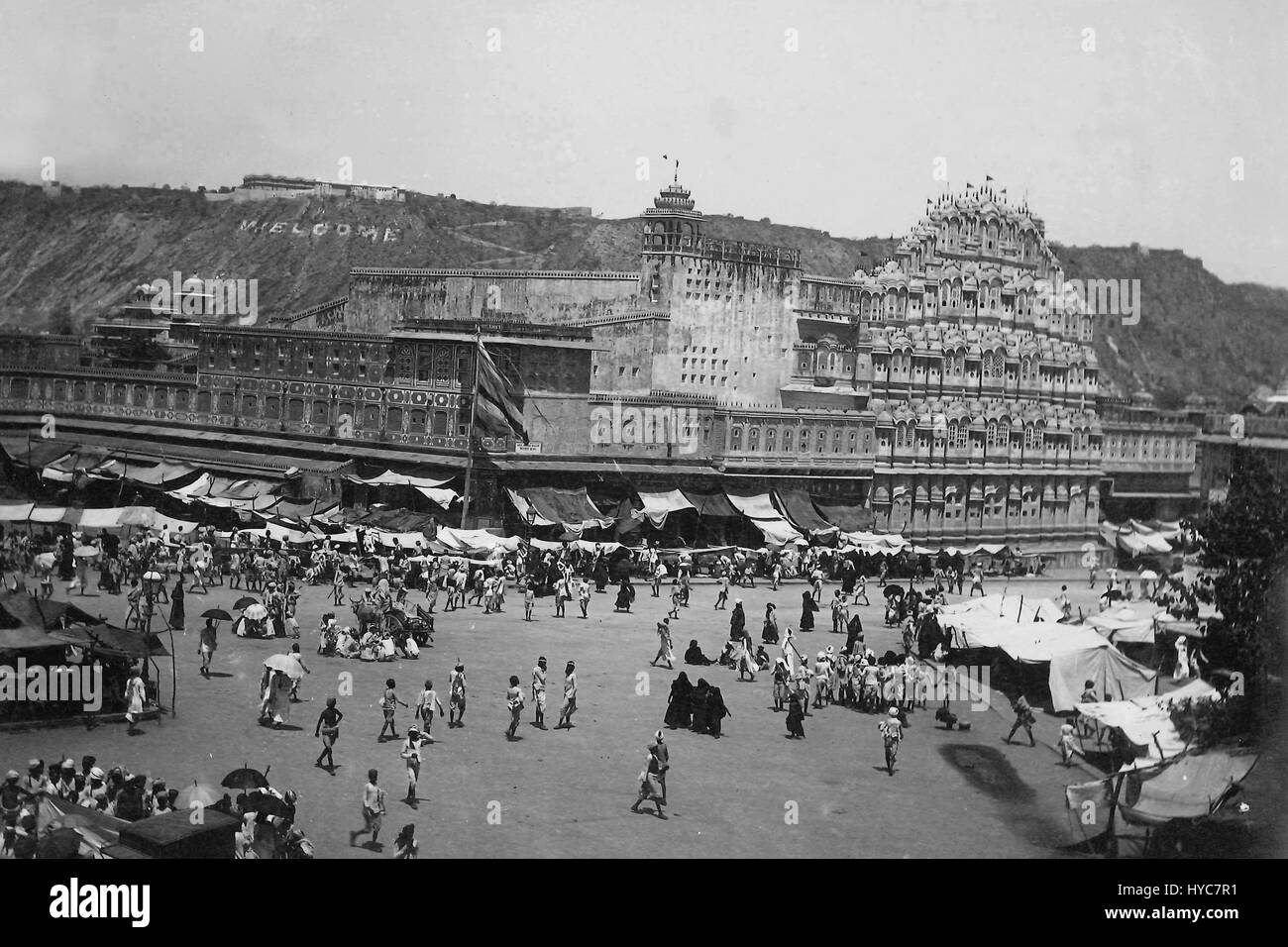 old Vintage Photo of Hawa Mahal, Jaipur, Rajasthan, Asia, India, 1900 ...