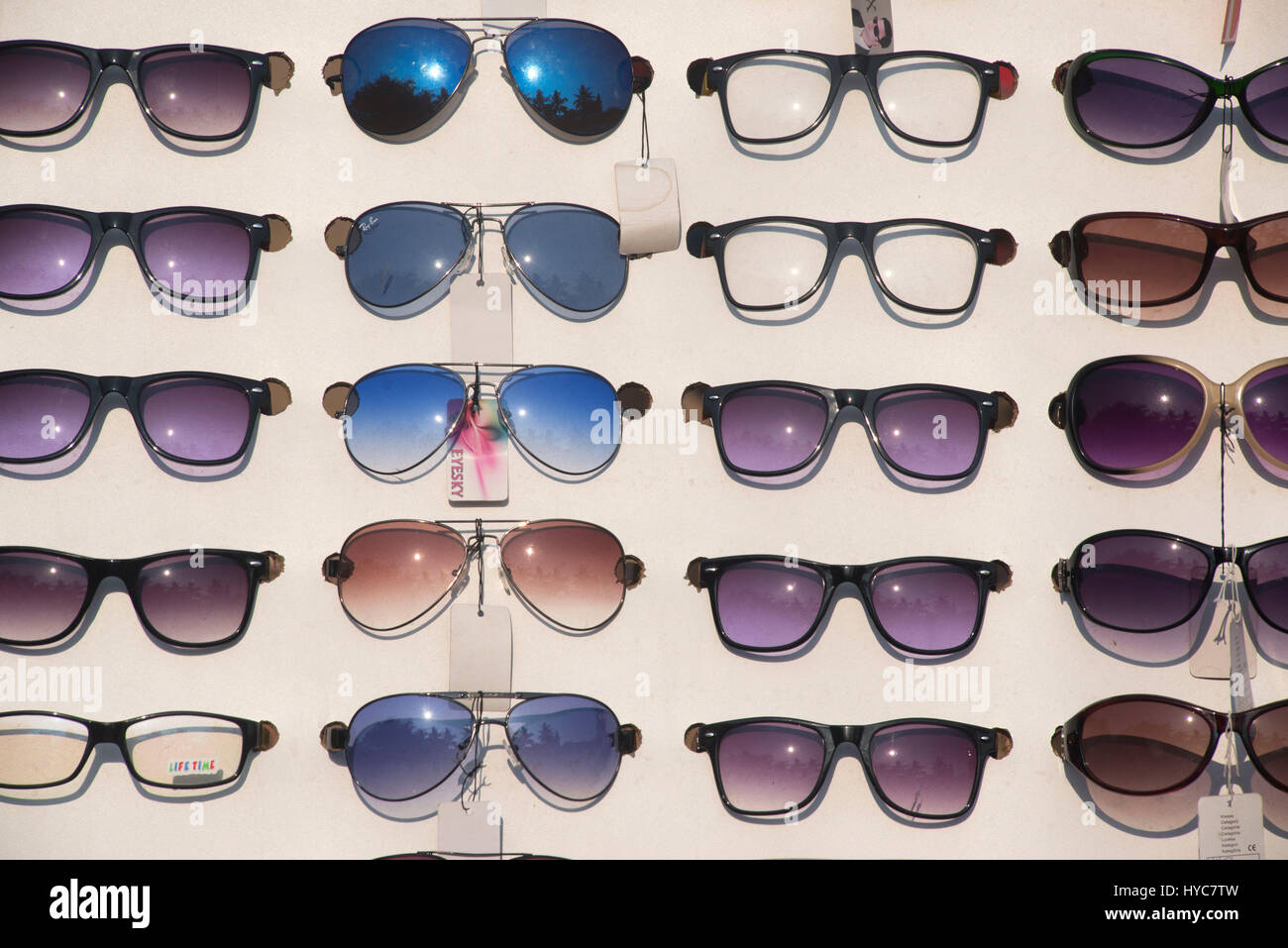 Goggles display for selling, konark, orissa, india, asia Stock Photo ...