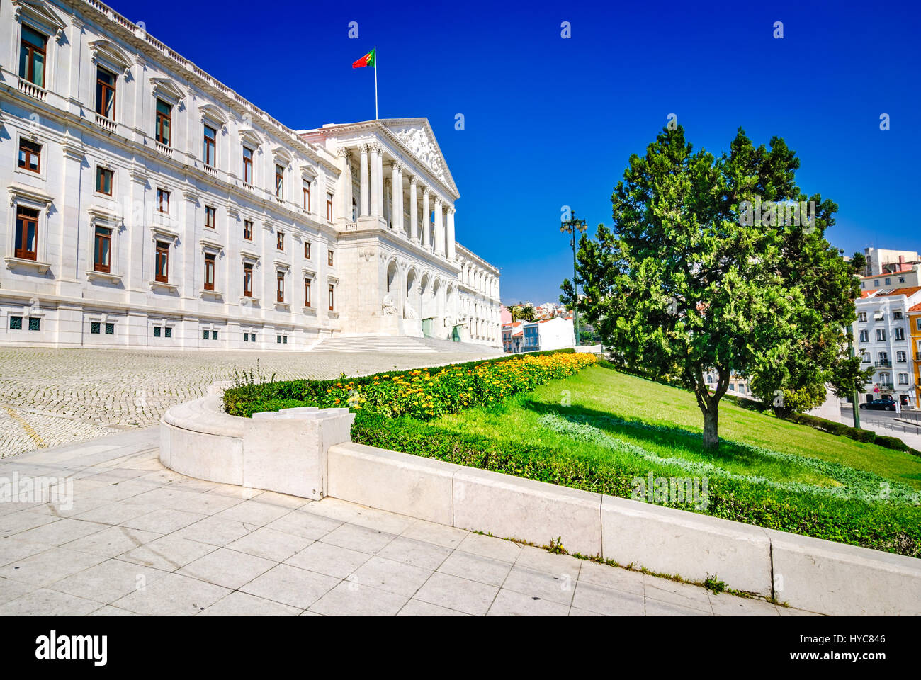 Lisbon, Portugal. Parliament historic building, Palacio de Sao Bento ...