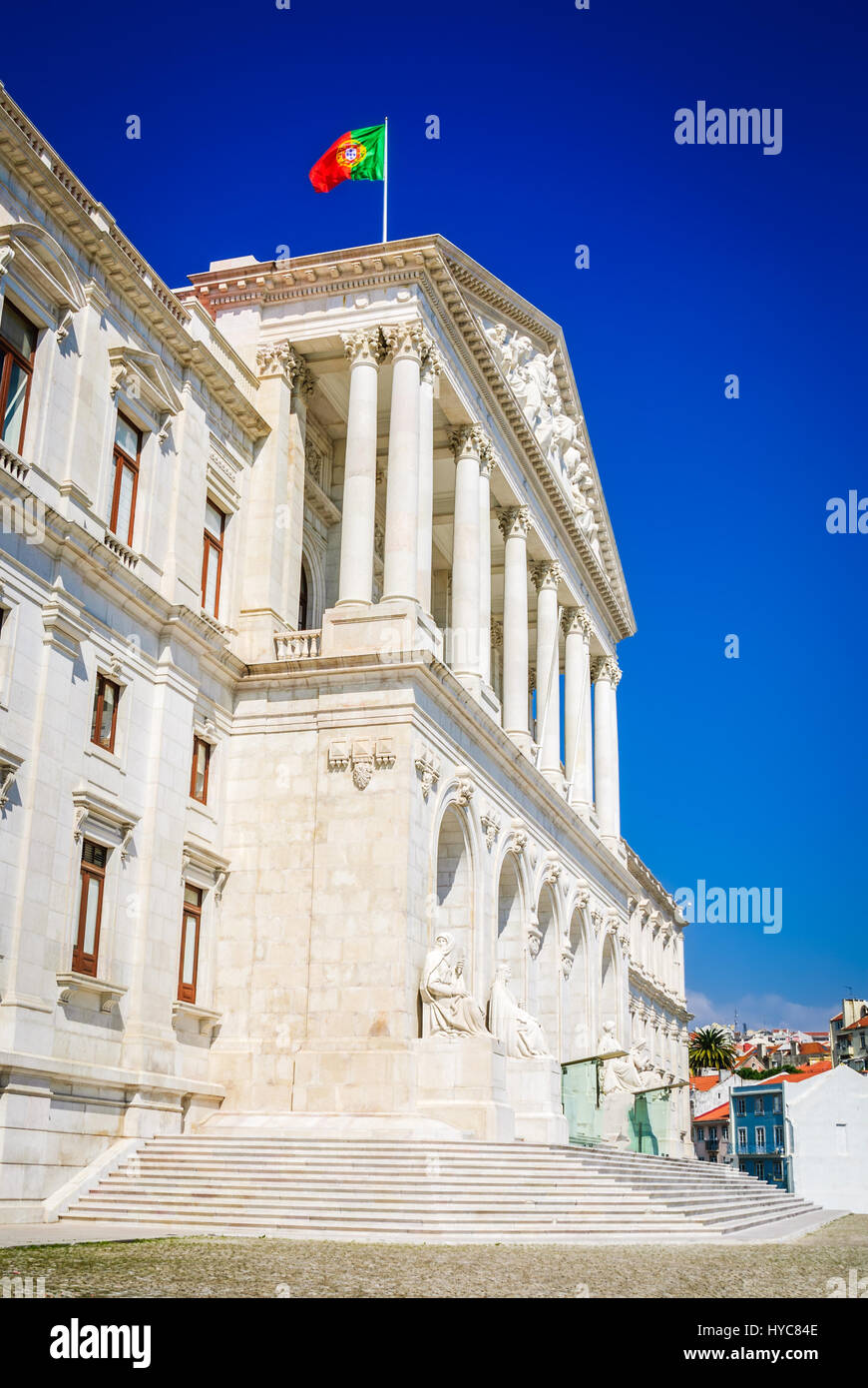 Lisbon, Portugal. Parliament historic building, Palacio de Sao Bento ...