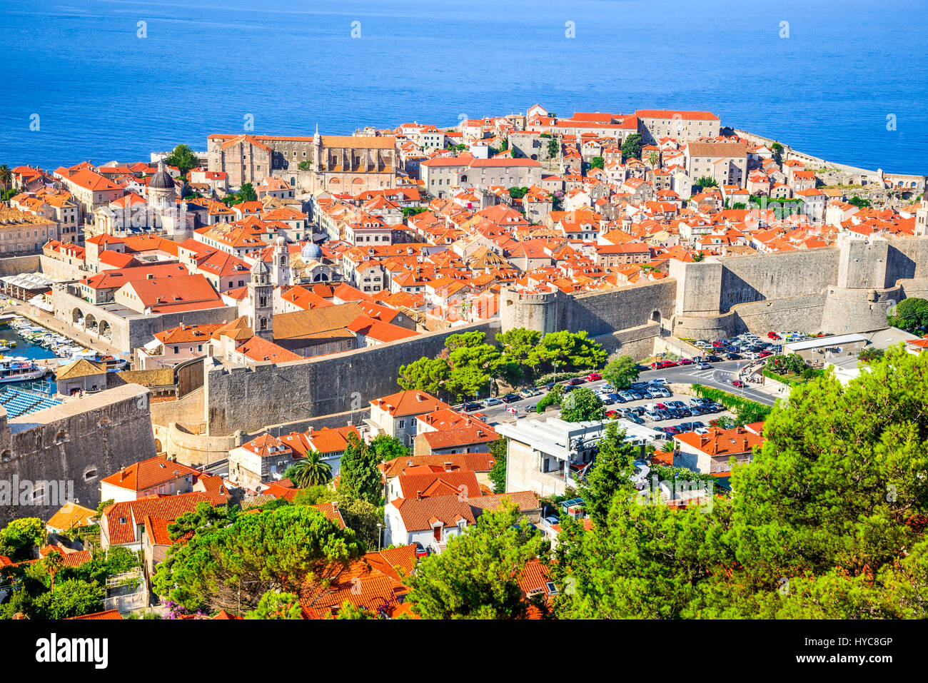 Dubrovnik, Croatia. Picturesque view on the old town (medieval Ragusa ...