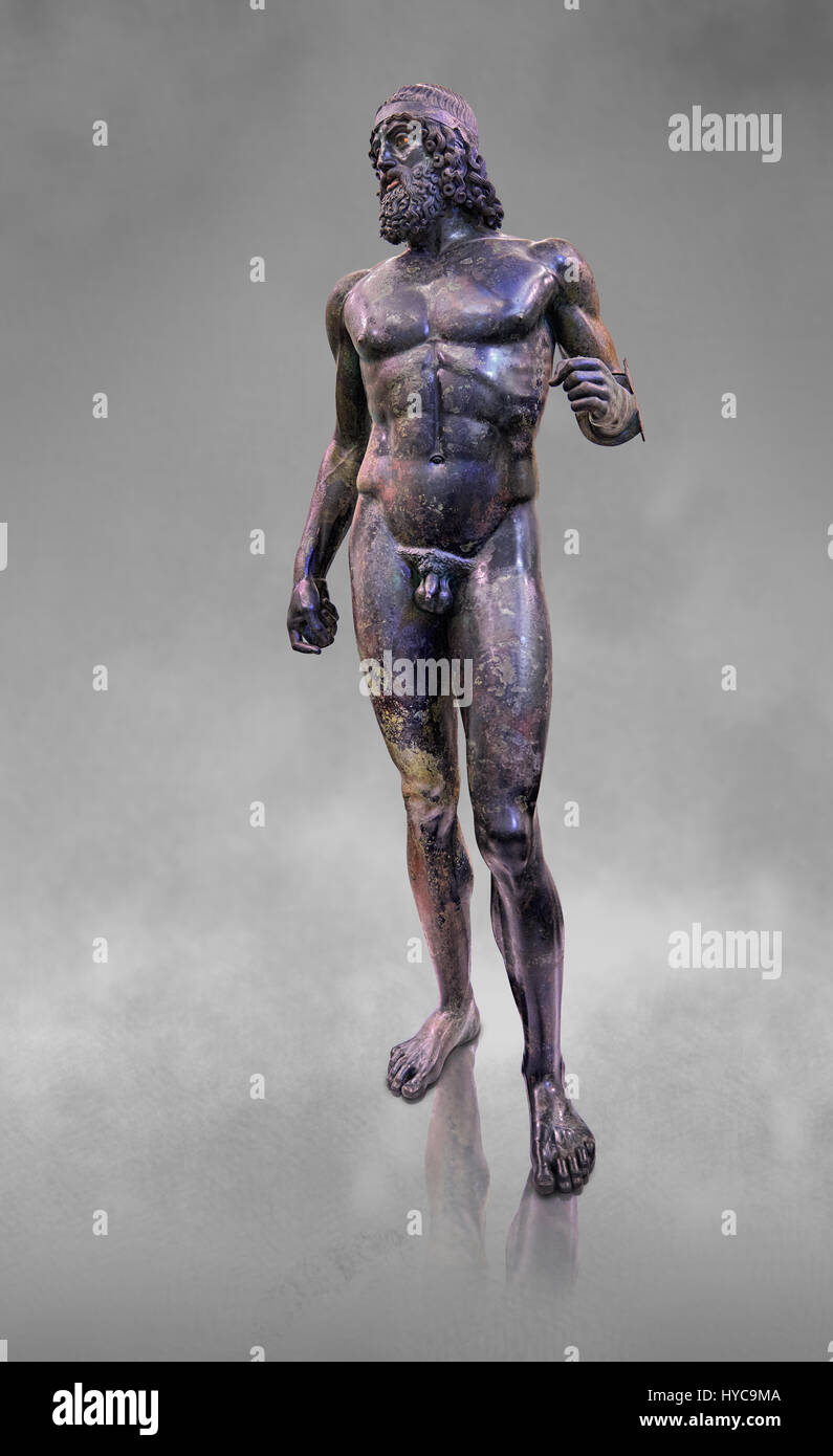 The Riace bronze Greek statue A cast about 460 BC. Museo Nazionale ...