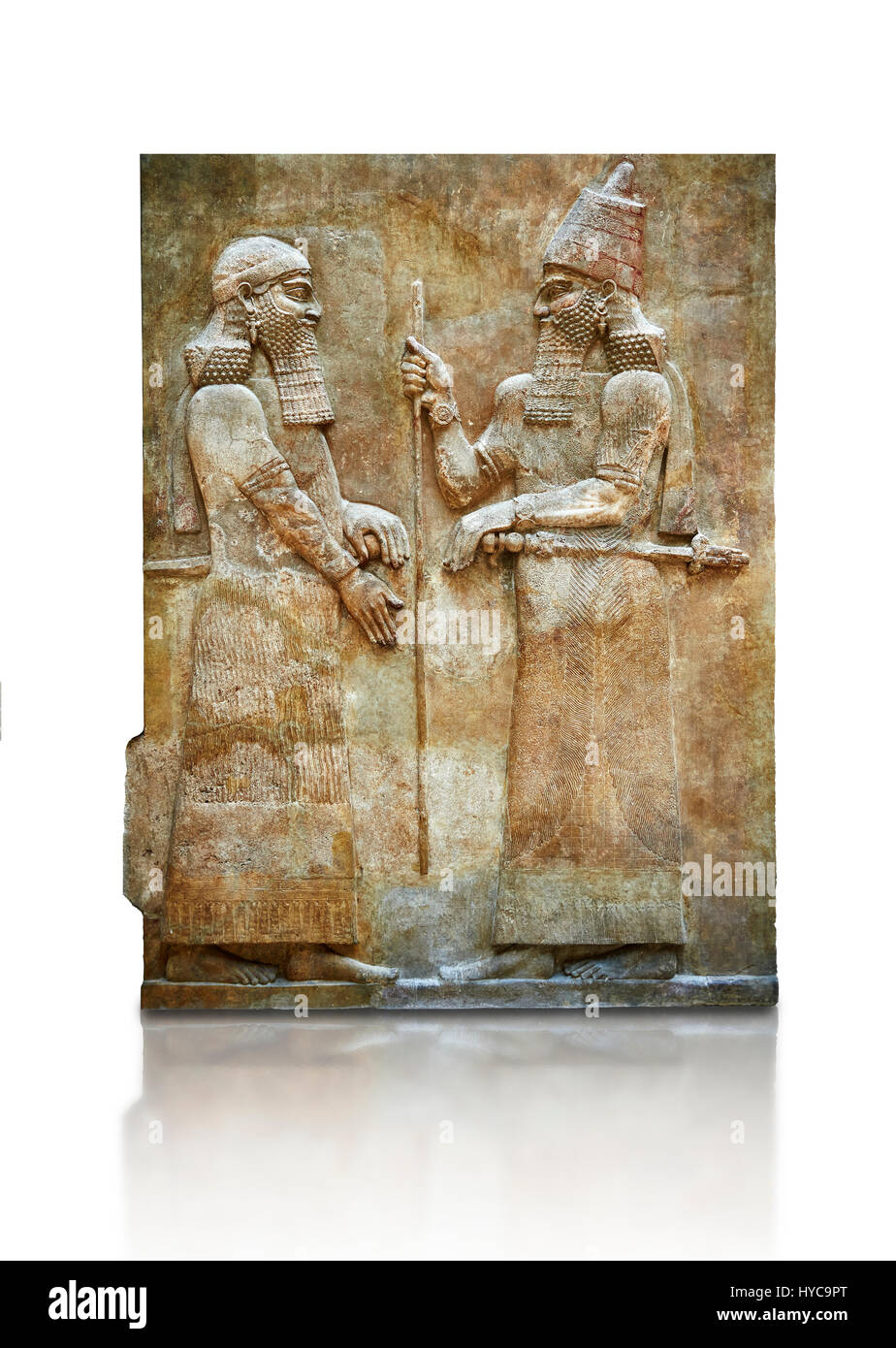 Stone relief sculptured panel of Saron II and a dignitary. Facade L ...