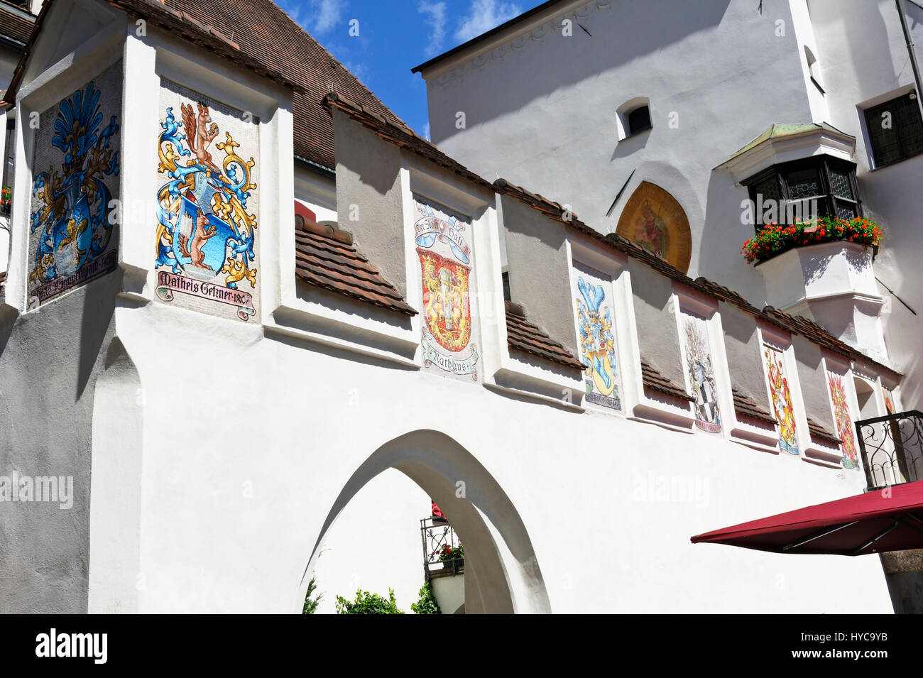 Traditional buildings in the Medieval Town of Hall, Tirol, Austria ...