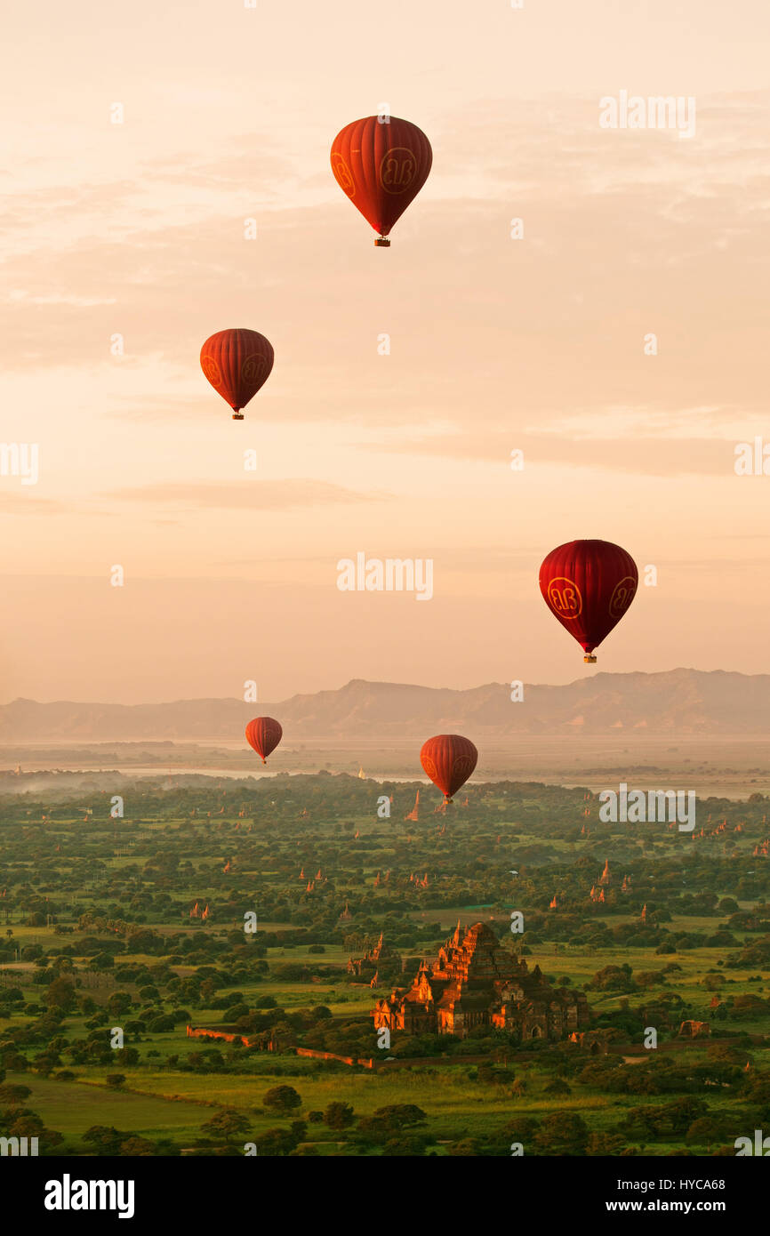 sunrise and hot air balloon, bagan, myanmar, burma Stock Photo - Alamy
