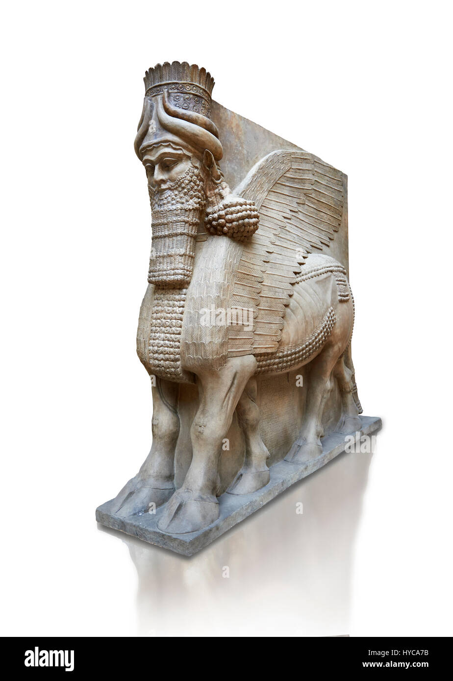 Stone statue of a winged bull. From facade m, door K, Inv AO 19857 from ...