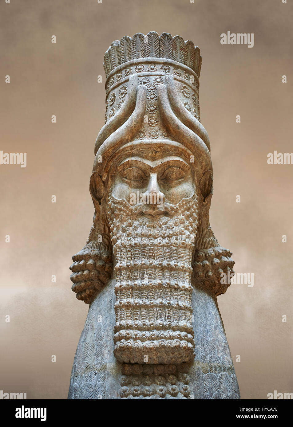 Stone statue of a winged bull. From facade m, door K, Inv AO 19857 from ...