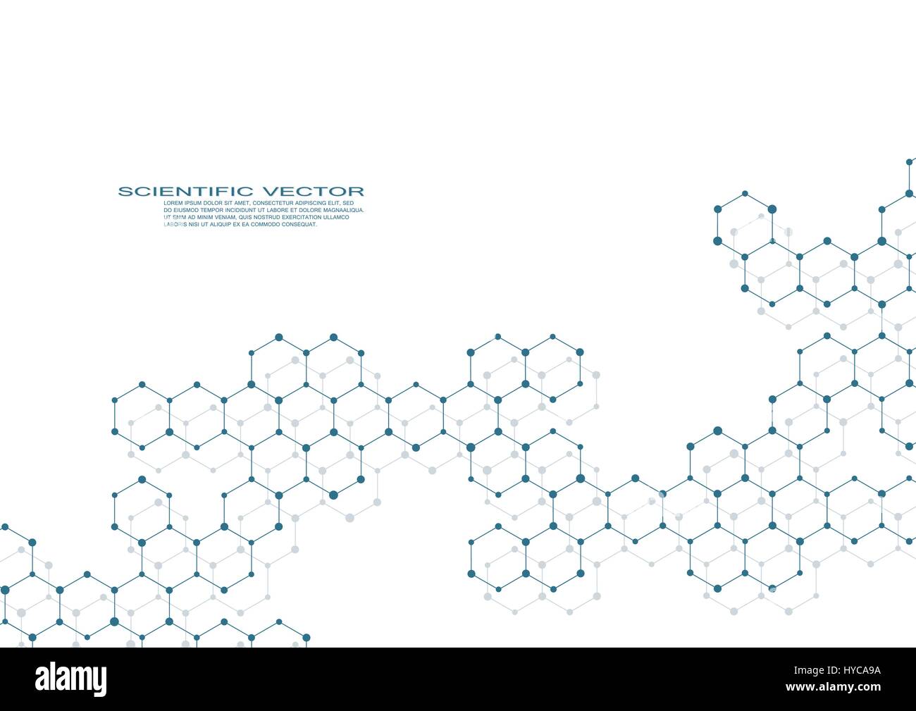 Hexagonal molecule DNA. Molecular structure of neurons system. Genetic ...
