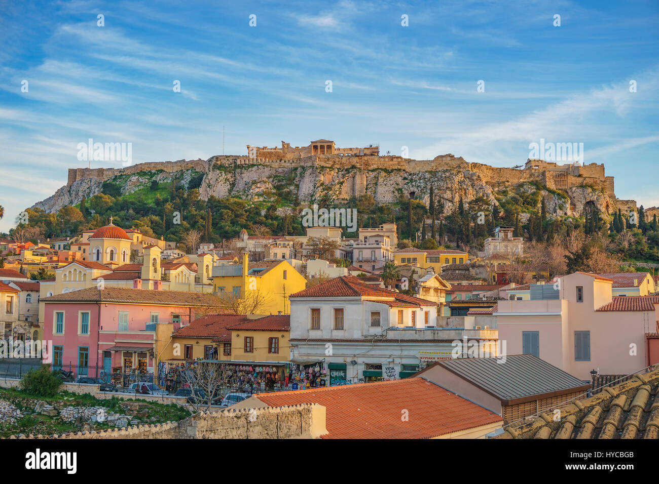Panoramic HDR aerial view of Acropolis and plaka neighborhood in the ...