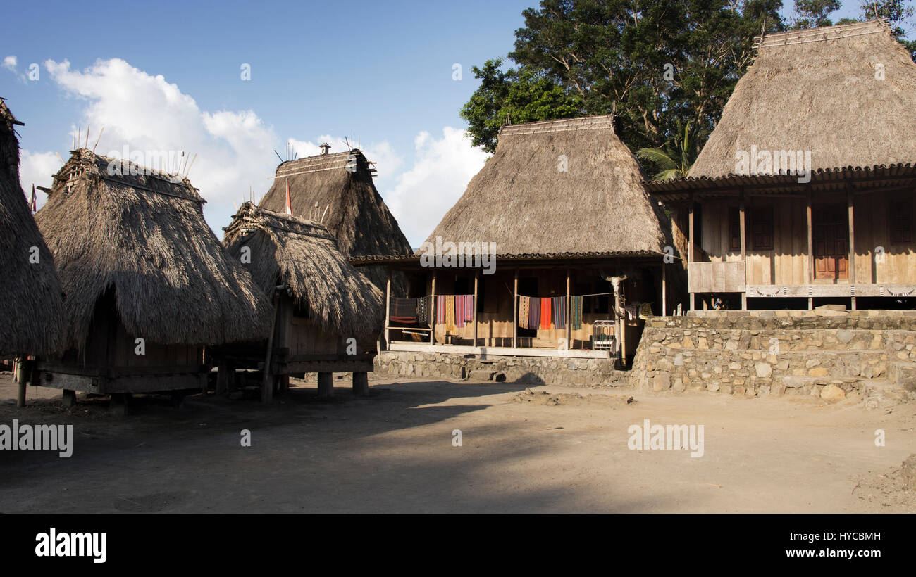 Bena a traditional village with grass huts of the Ngada people in ...