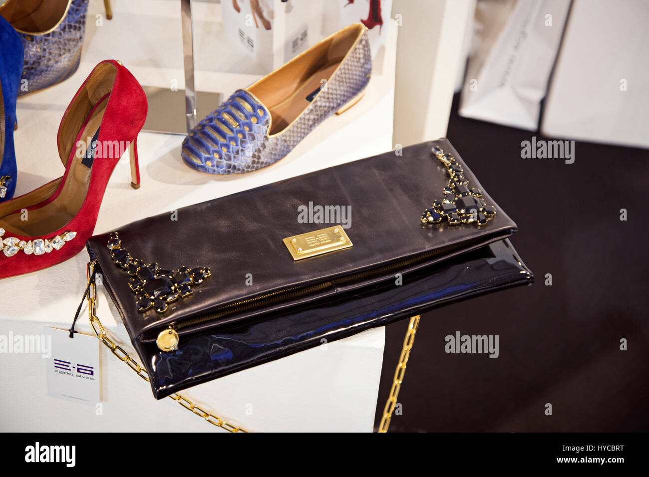 Milano the Micam footwear fair: collection of luxury branded shoes and ...