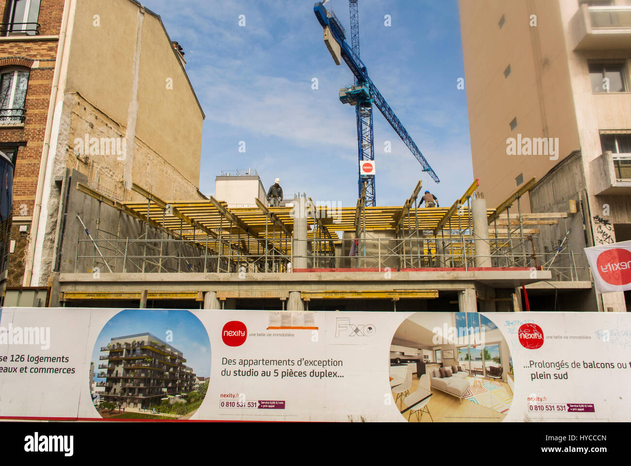 Montreuil, Paris, France, New Build Building Construction Site , CIty ...