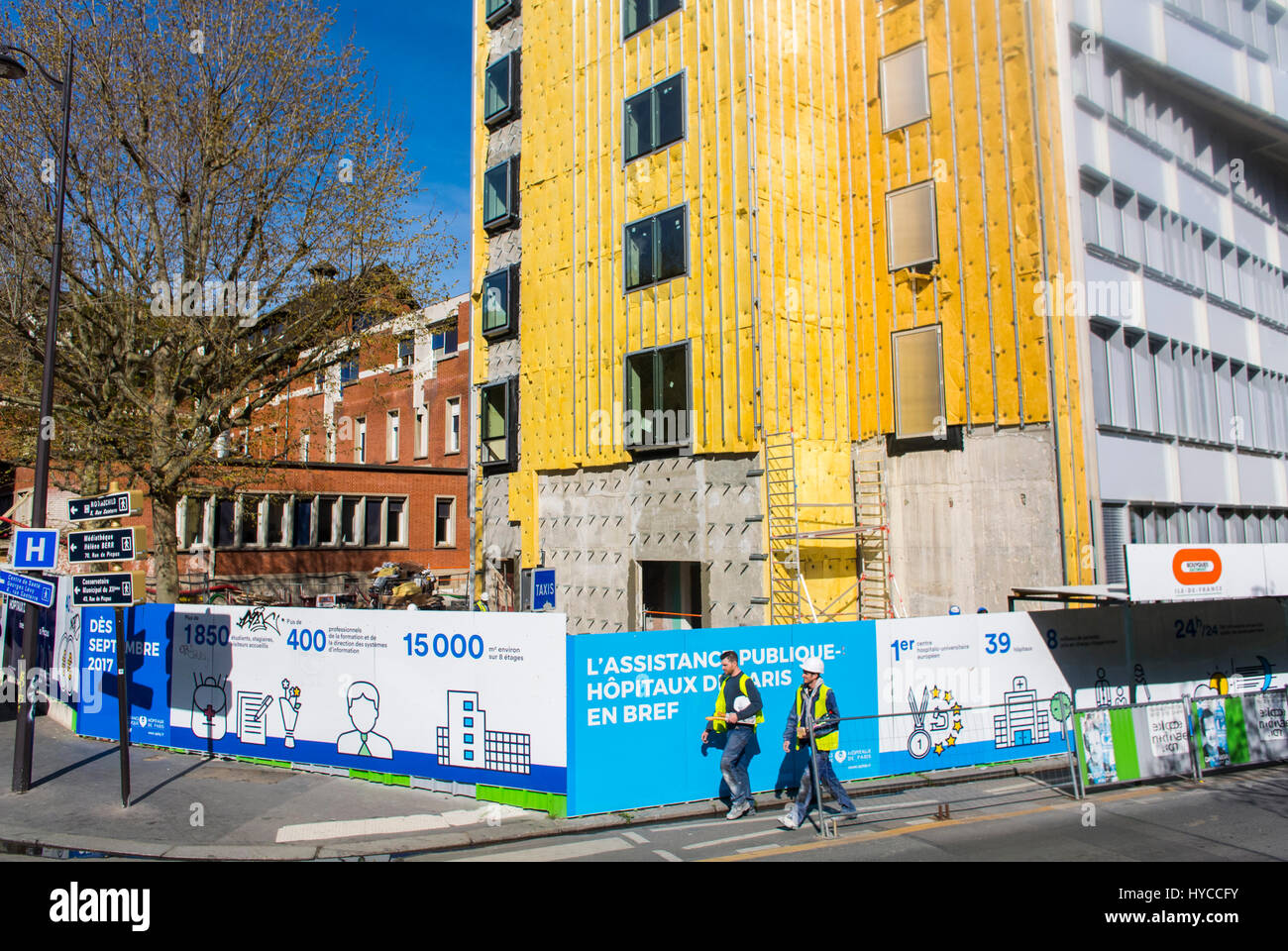 Paris, France, New Building Construction Site , CIty Center , Wall ...