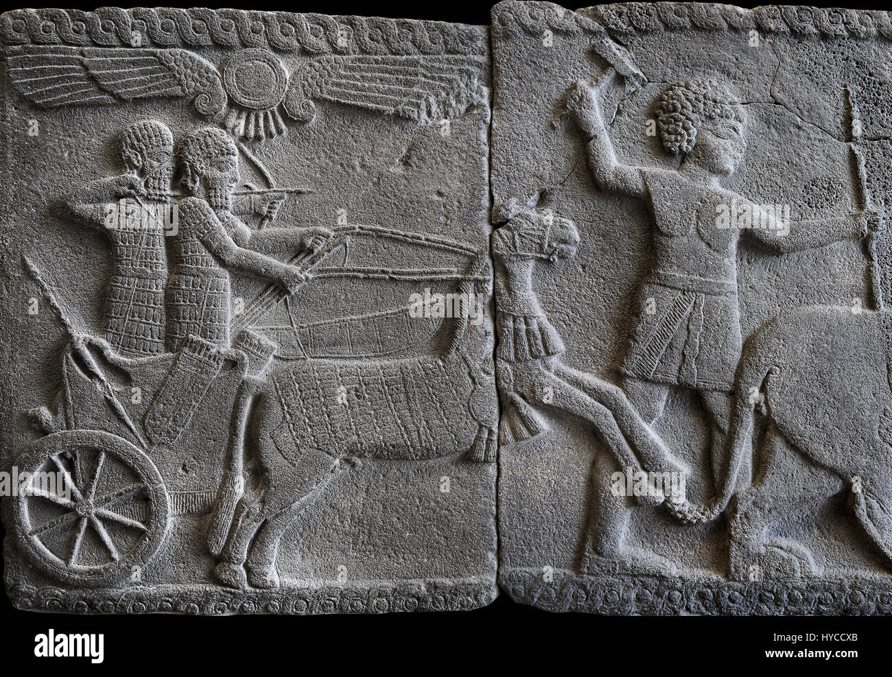 Relief panels depicting a lion hunt found in the palace district in the ...
