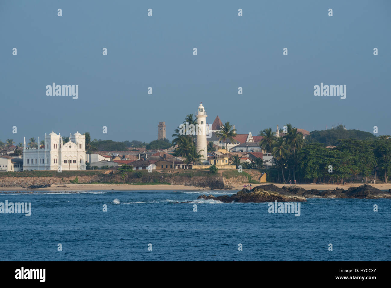 Sri Lanka, Port city of Galle. Coastal view of Galle Lighthouse aka ...