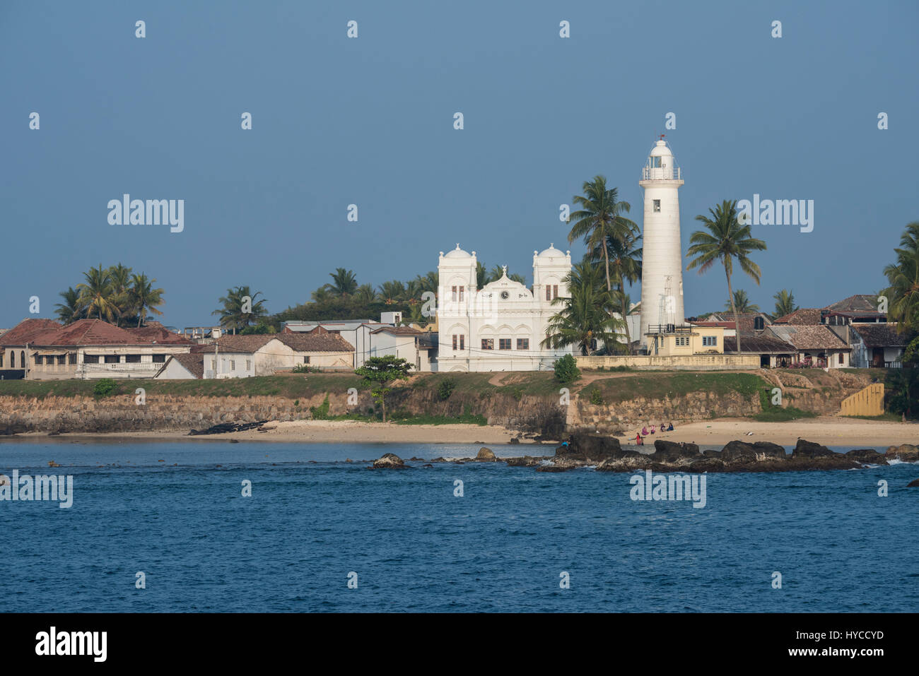 Sri Lanka, Port city of Galle. Coastal view of Galle Lighthouse aka ...