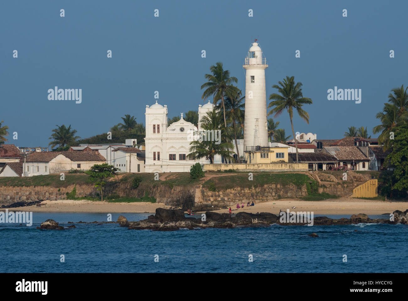 Sri Lanka, Port city of Galle. Coastal view of Galle Lighthouse aka ...