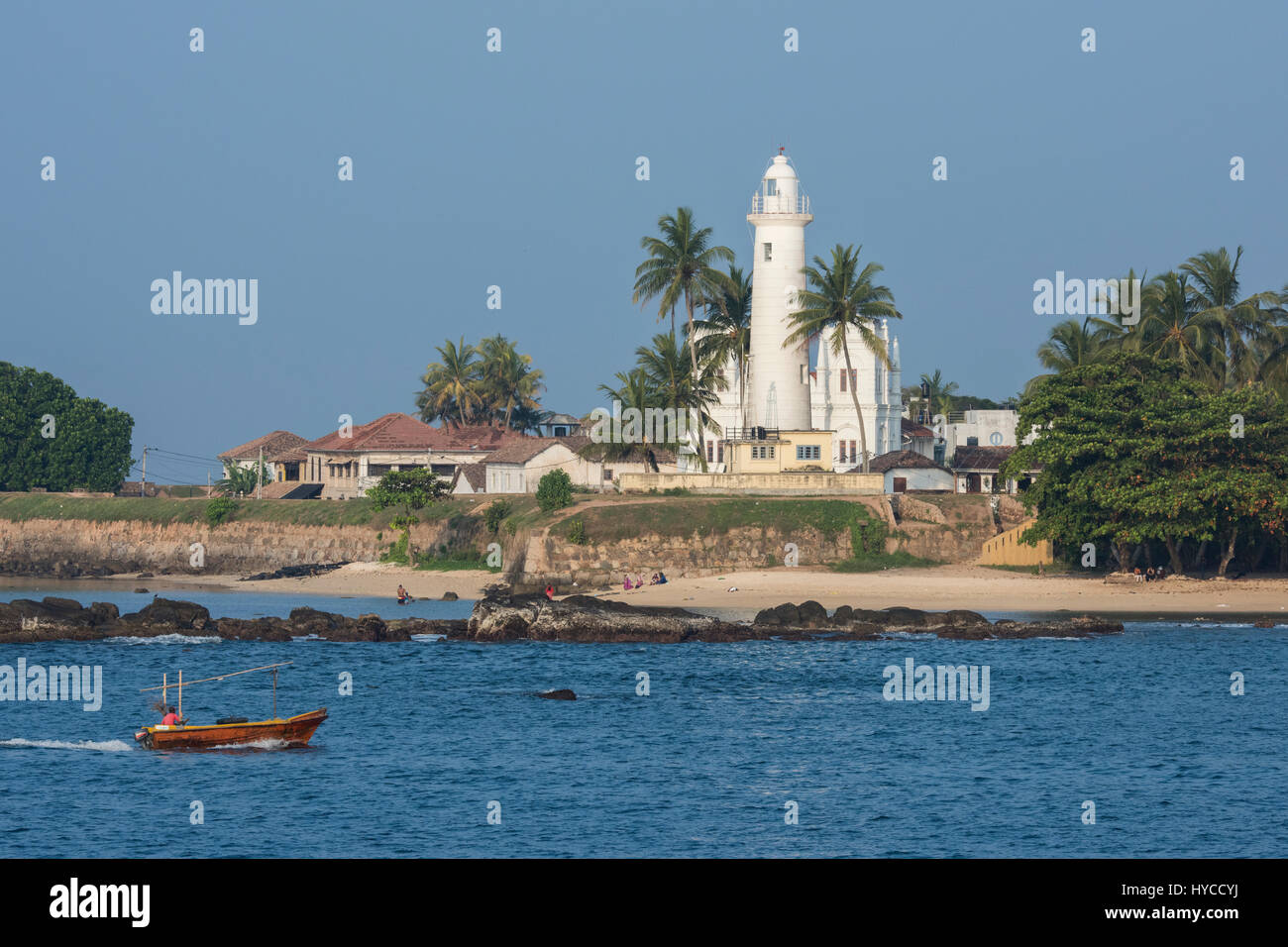 Sri Lanka, Port city of Galle. Coastal view of Galle Lighthouse aka ...