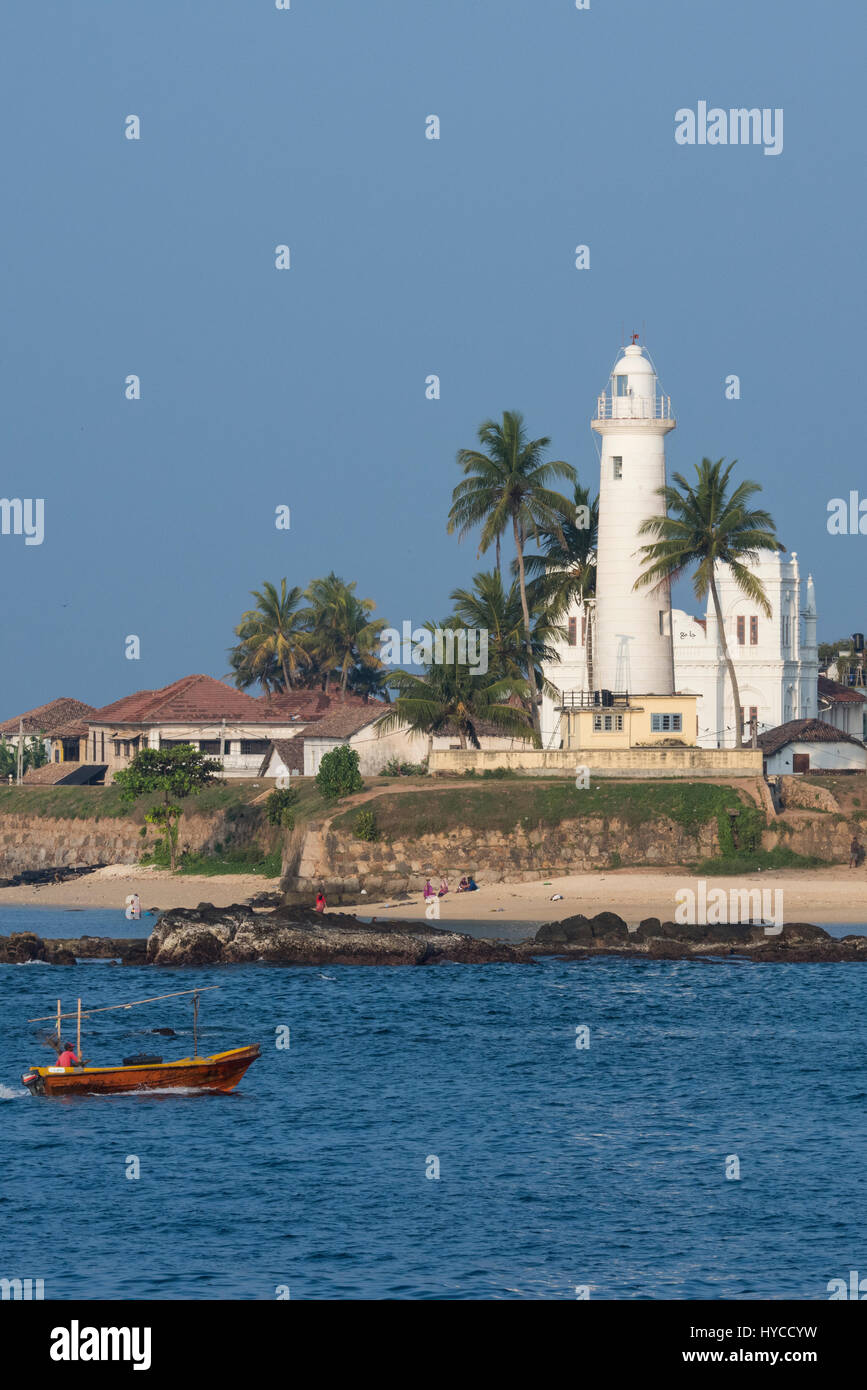 Sri Lanka, Port city of Galle. Coastal view of Galle Lighthouse aka ...