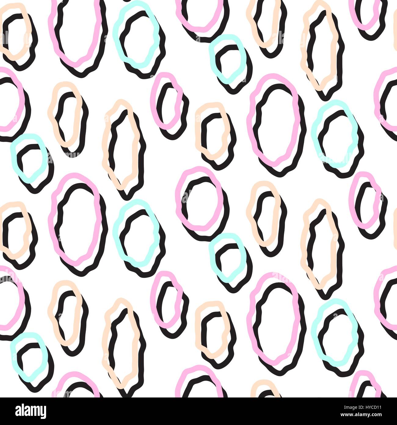 Abstract pastel color rough circles seamless pattern on white. Soft ...