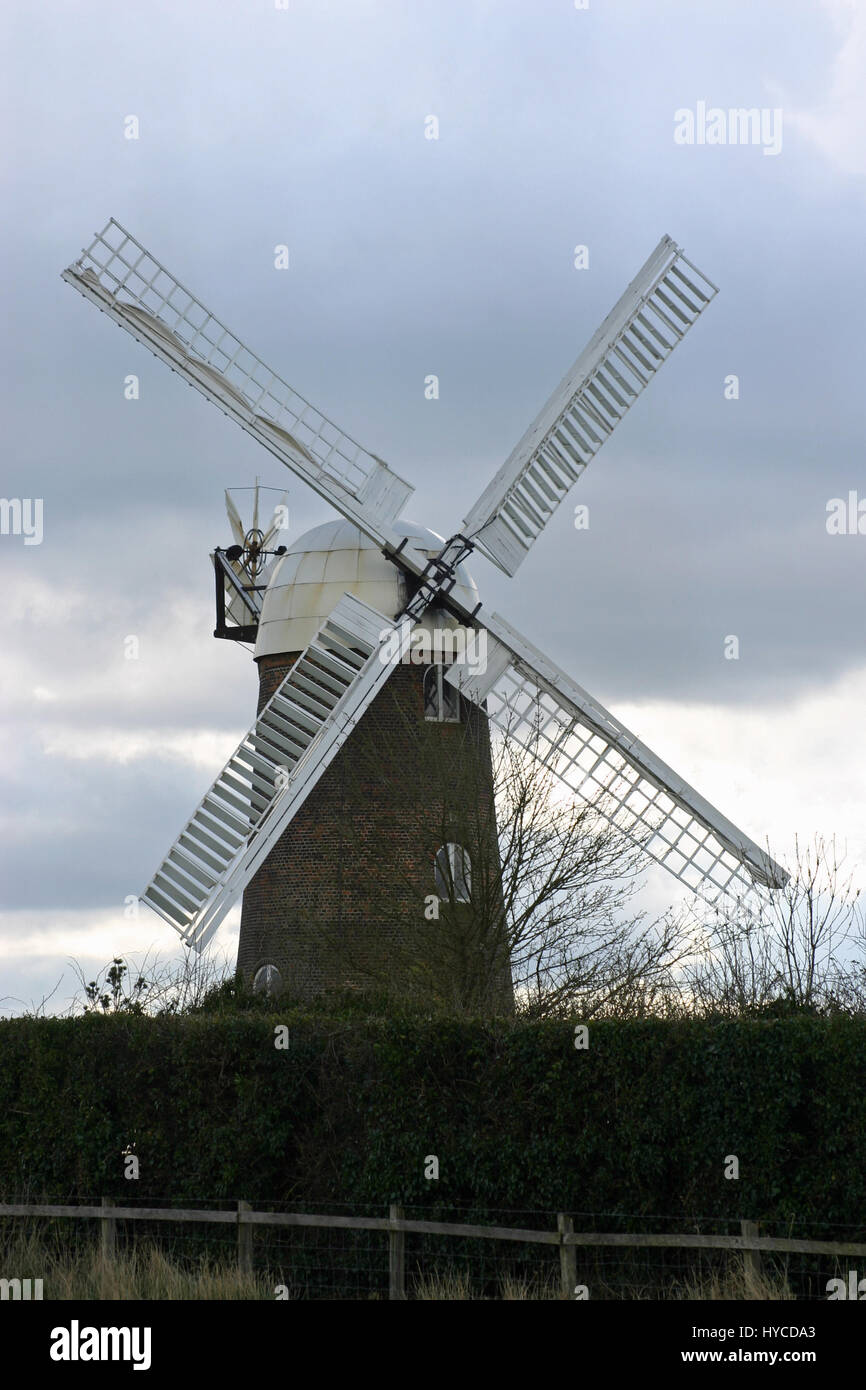 Wilton windmill in the Pewsey Vale, Wiltshire, UK. Grey sky as ...