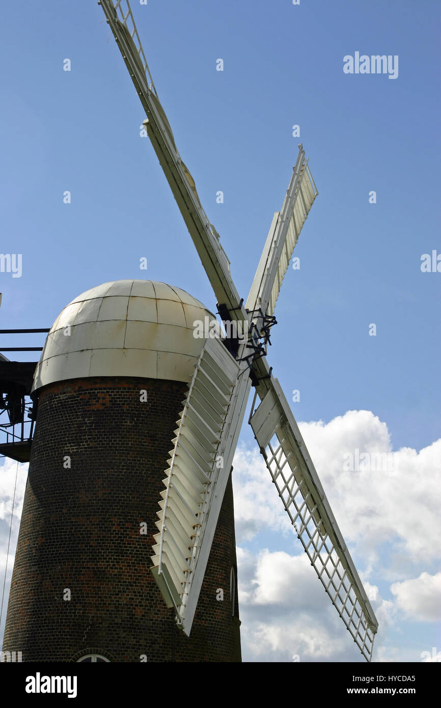 Wilton windmill in the Pewsey Vale, Wiltshire, UK. Blue sky with white ...