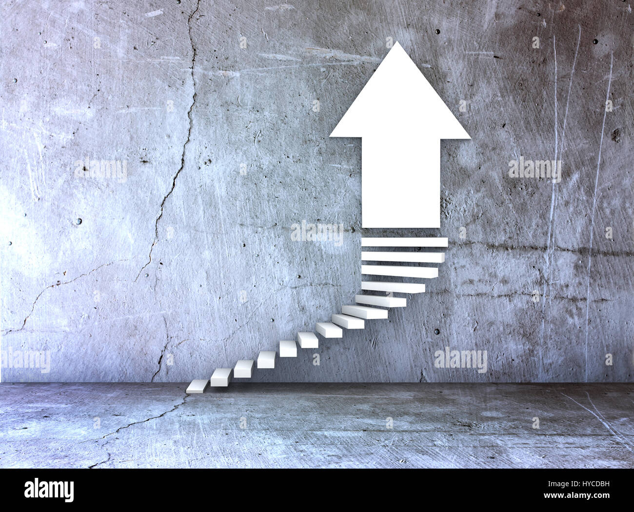 metaphor for business or growth as a steps and arrowon concrete ...