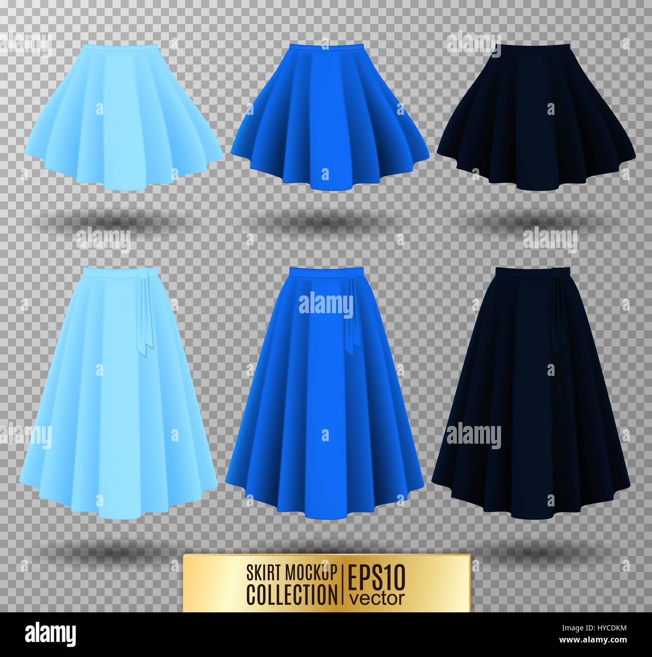 Vector illustration of different model skirt on transparent background ...