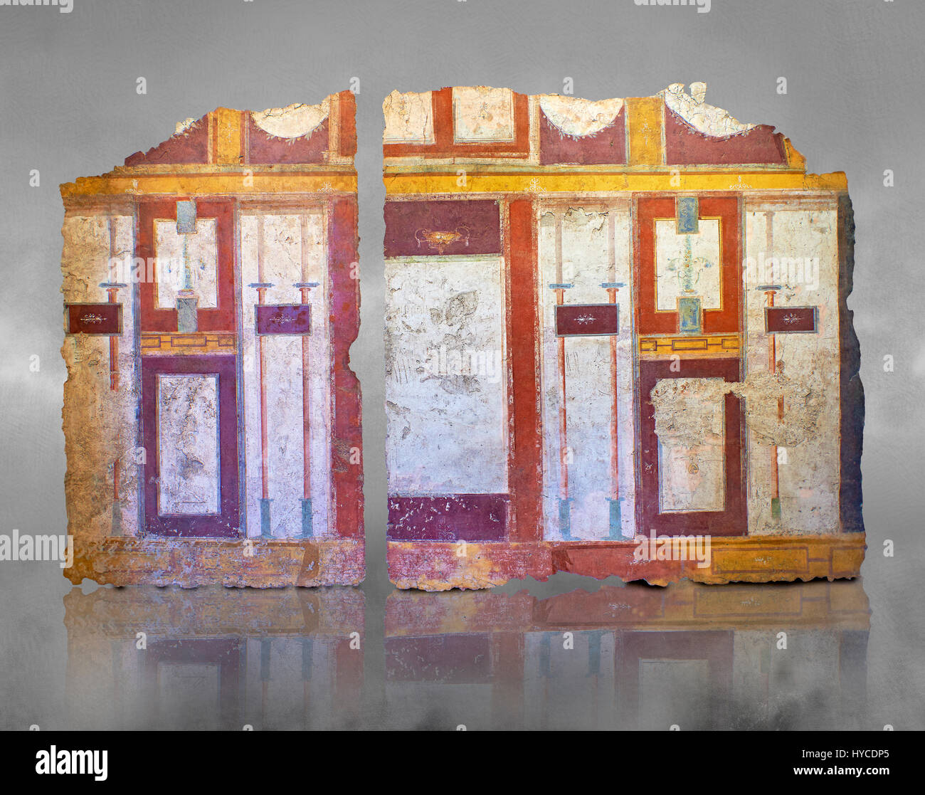 Roman fresco wall decorations of Room E10 0f La Domus, Rome. Museo ...