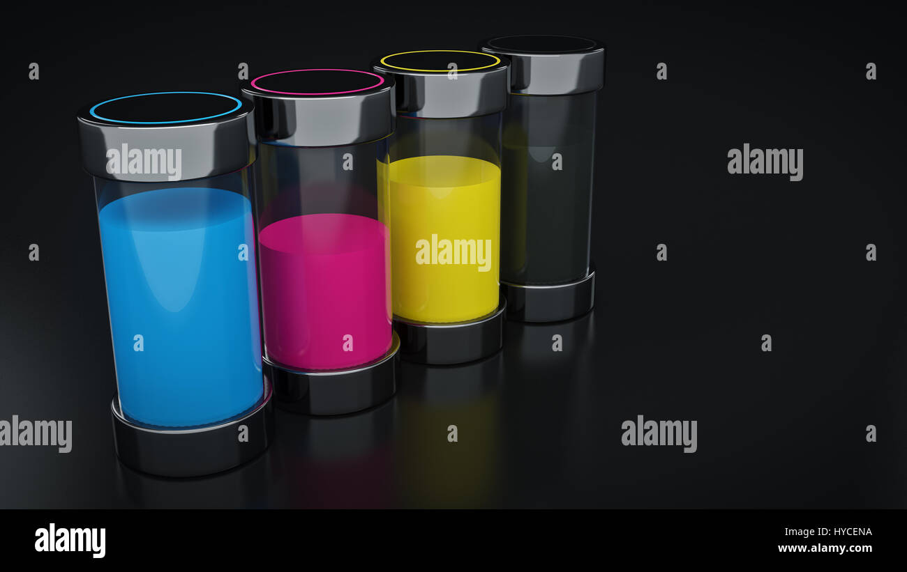 concept cmyk print cartridge, 3d Rendering Stock Photo - Alamy