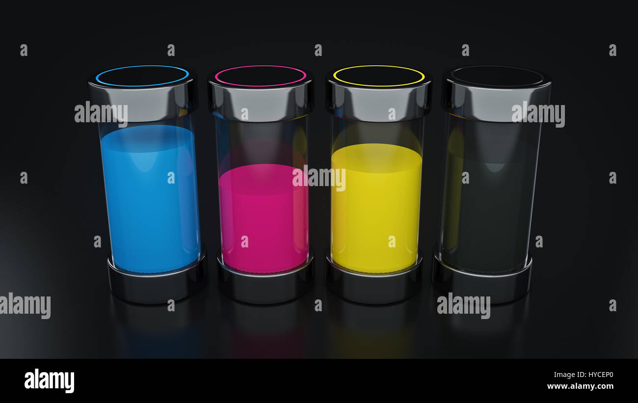 concept cmyk print cartridge, 3d Rendering Stock Photo - Alamy