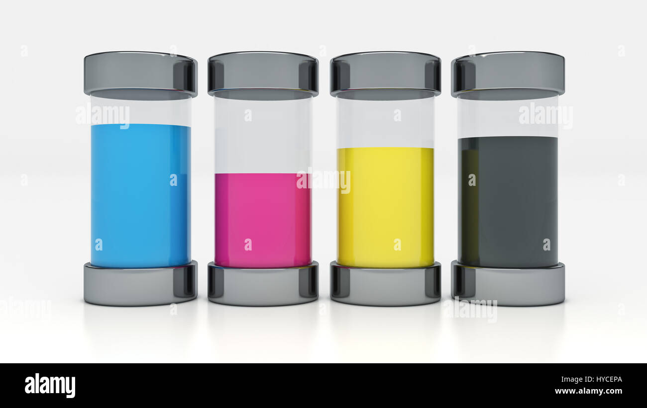 concept cmyk print cartridge, 3d Rendering Stock Photo - Alamy