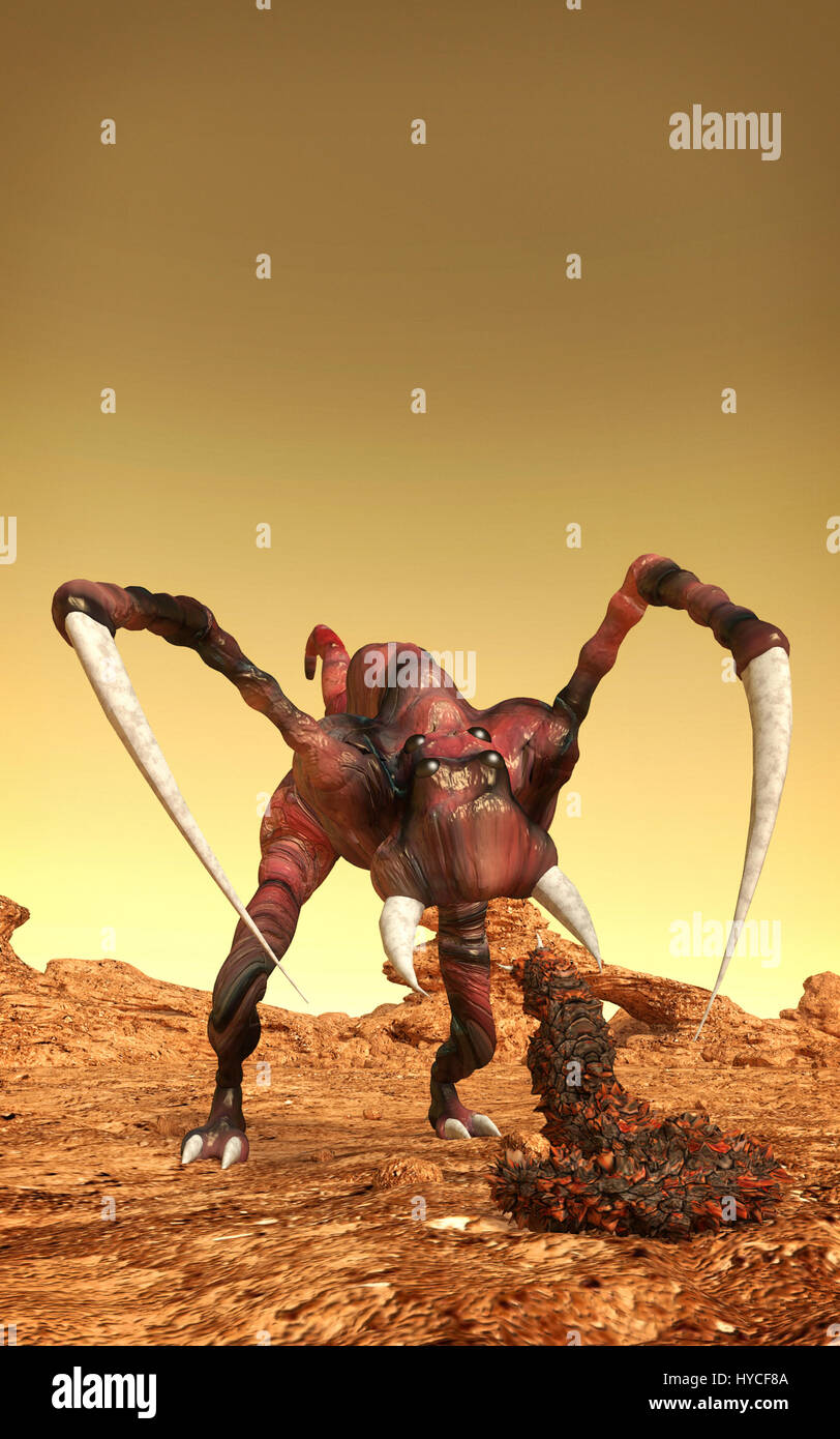 alien animals on alien planet 3D render science fiction illustration ...