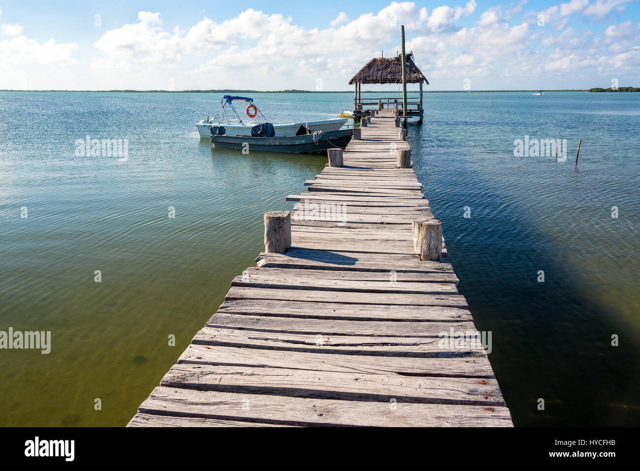 Old rustic pier in Punta Allen in the Sian Kaan Biosphere Reserve near ...