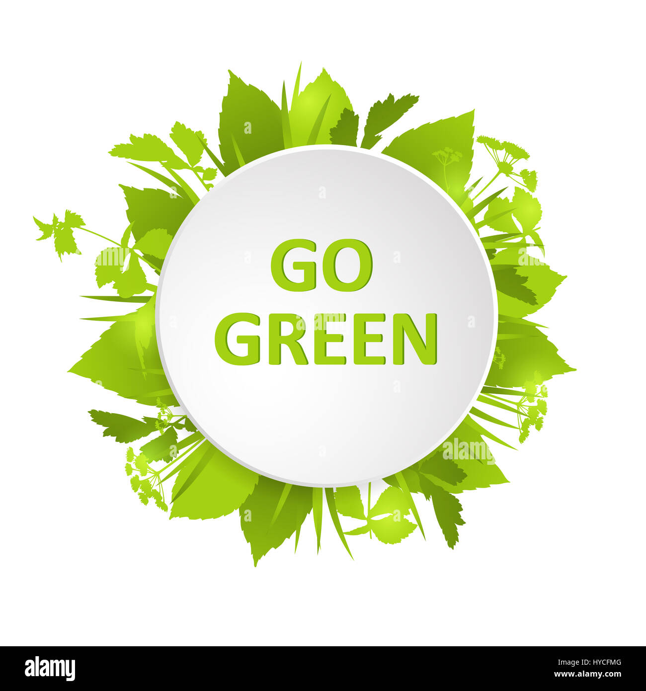 Abstract green eco banner with leaves, grass and lettering Stock Photo ...