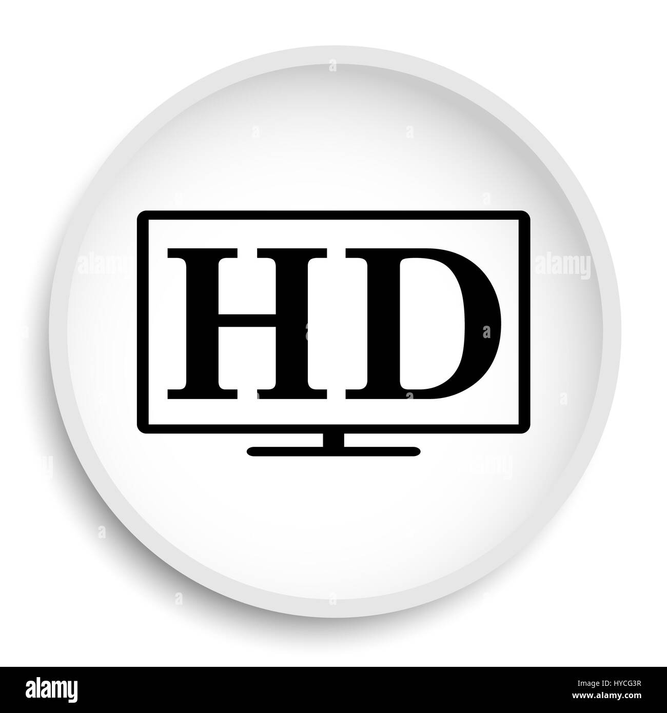 HD TV icon. HD TV website button on white background Stock Photo - Alamy